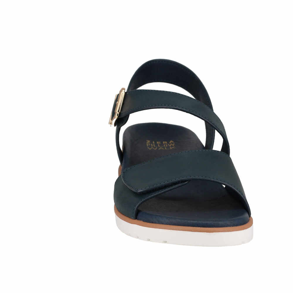 Vamsy – Dark Navy | Ziera | Womens Leather Platform Wedge Sandals ...